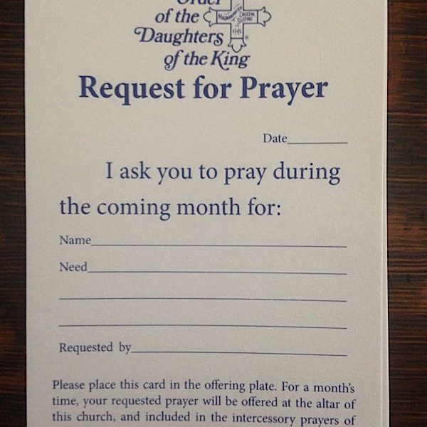 Prayer Request Pew Card – 1885 Designs